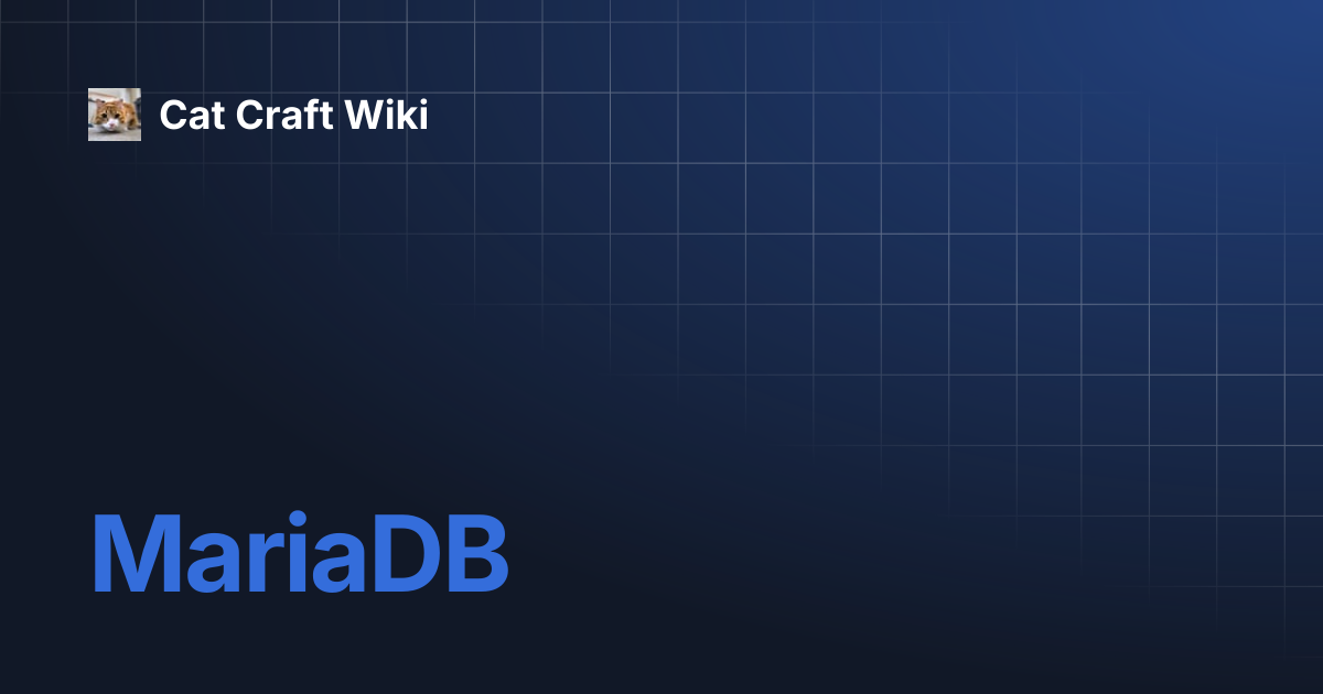 MariaDB | Cat Craft Wiki